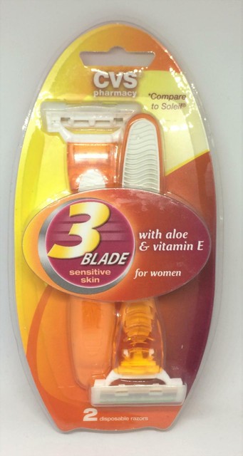 Set of 2 CVS Disposable 3 Blade Women's Razors Sensitive Skin Aloe ...