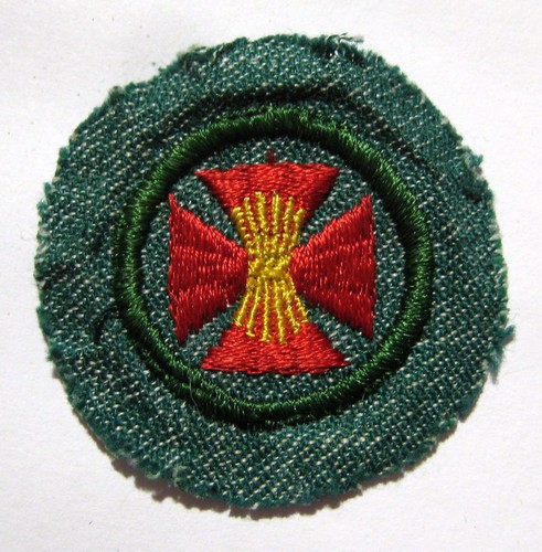 Rare 1948-55 Girl Scout FARM SAFETY BADGE Tractor Wheat Bail Sheaf ...