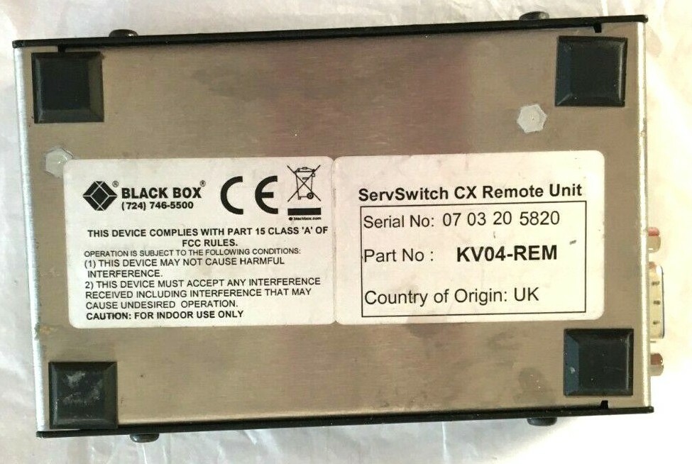 Black Box Servswitch CX Remote KV04-REM 724-746-5500 Working Free ...