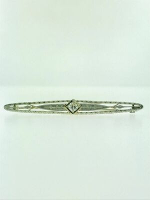 18K White Gold/Platinum Antique Pin With Diamond. | eBay
