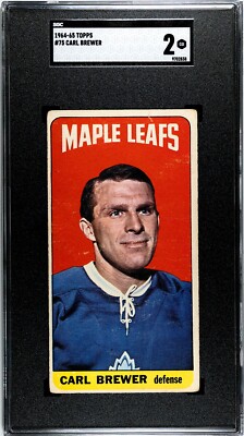 1964-65 Topps Hockey #75 Carl Brewer Toronto Maple Leafs - SGC 2 Good ...