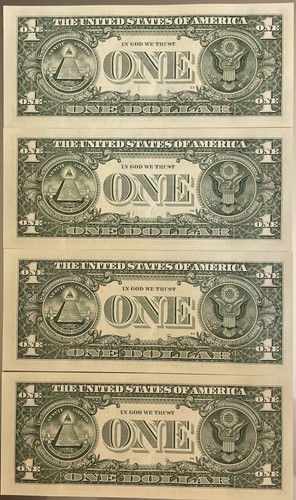 Set of 4 UNCIRCULATED TRINARY FLIPPER 2021 $1 Fancy Serial Numbers | eBay