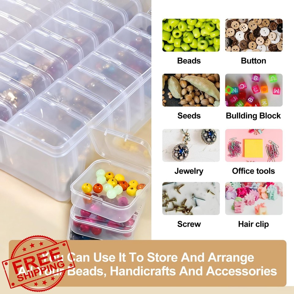 LTARIRN Bead Organizer Box 30 Containers with Lids Labels Jewelry ...