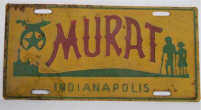 Vintage Indianapolis Murat Masonic Shrine Metal License Plate | eBay