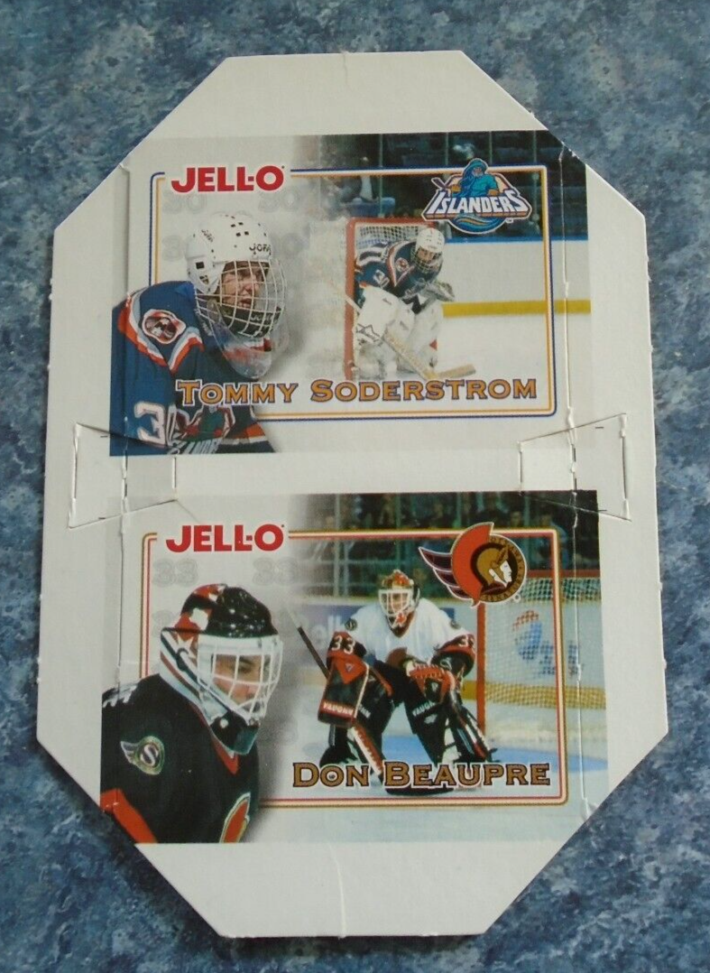 Jello Pudding Hockey Cards Tommy Soderstrom / Don Beaupre Stanley ...