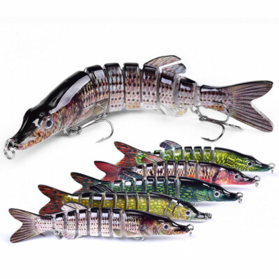 5” [Baby Pike] Swim Bait Bass Muskie Walleye Jointed 8 Segments 3D Eyes ...