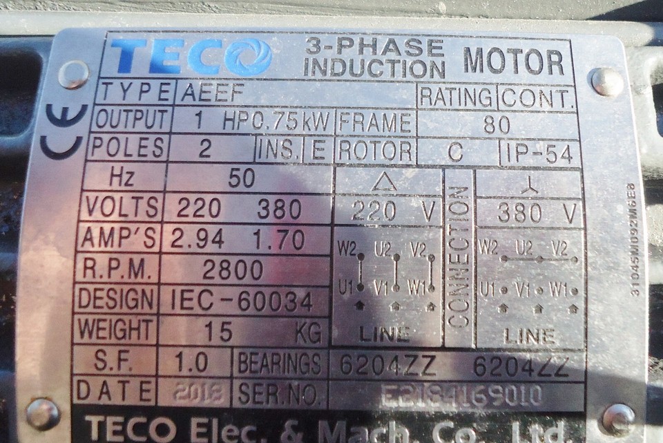 Teco AEEF 3 ph. Induction Electric Motor. | eBay