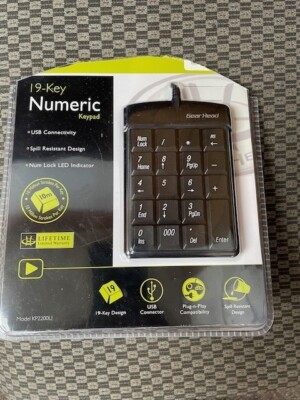 Gear Head 19-Key Numeric Keypad KP2200U USB Plug n Play Sealed Pkg ...