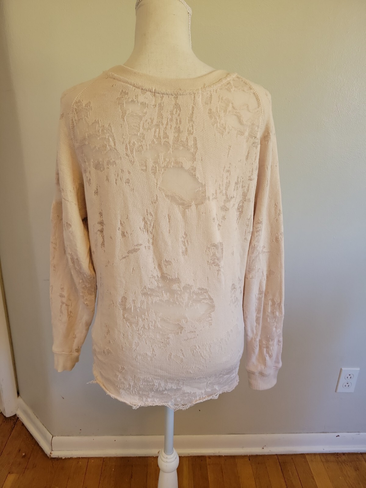 IRO Jeans Gareth Distressed Burnout Sweater Ivory XS | eBay