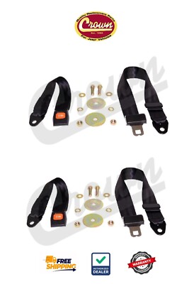Crown BELT1B Set of 2 Rear Left/Right Non-Retractable Seat Belts for ...