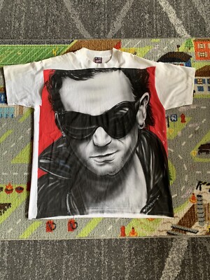 Vintage U2 Bono 1995 Big Face Band Music Rare White Shirt Xl | eBay