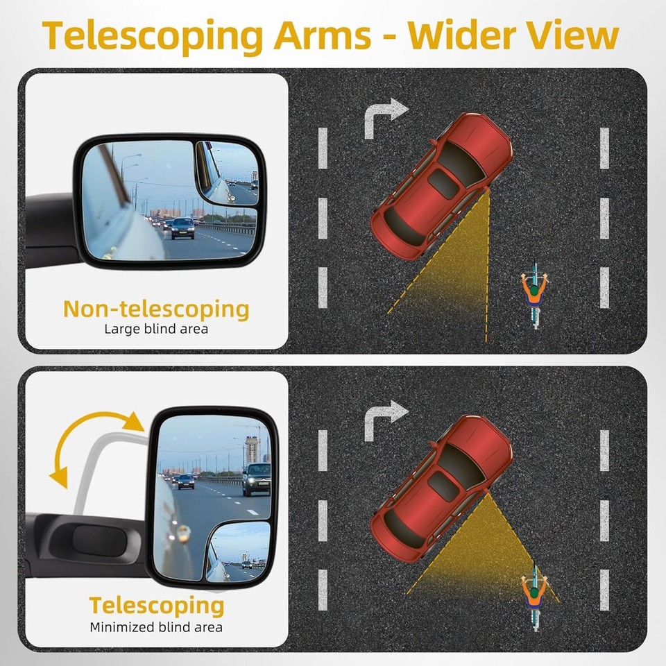 Towing Mirror Fit 94-97 Dodge Ram 1500 2500 3500, Tow Mirrors with ...