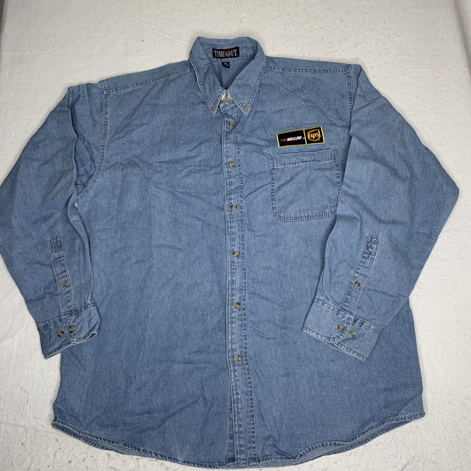Time Out Long Sleeve Denim NASCAR Button Front Shirt Dale Jarrett Size ...
