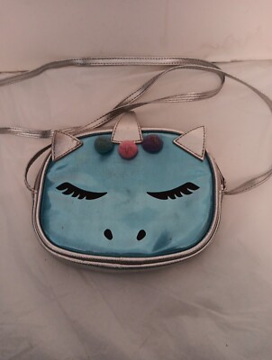 Stella And Max Kidz Silver Blue Unicorn Cross Body Bag Has Yeti On Back ...