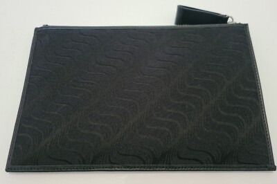 Smythson Of Bond St Monogram Fabric & Leather Trim Folio Pouch Black ...