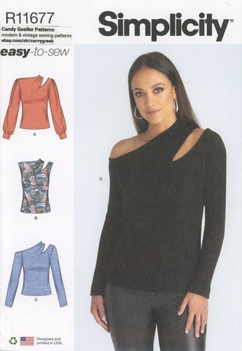 Simplicity R11677 Knit Top w Asymmetric Shoulder Cutout Sz 4-12 UNCUT ...