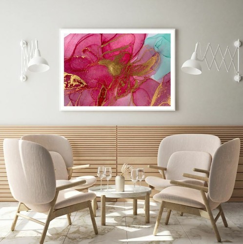 Pink Green & Gold Abstract Design Print Premium Poster High Quality ...