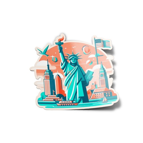 Pack x5 AUTOCOLLANTS STICKERS vinyle New york city USA statue liberté ...