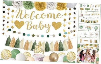 Sage Green Baby Shower Decorations,Welcome Baby Banner,Oh Sage Green ...