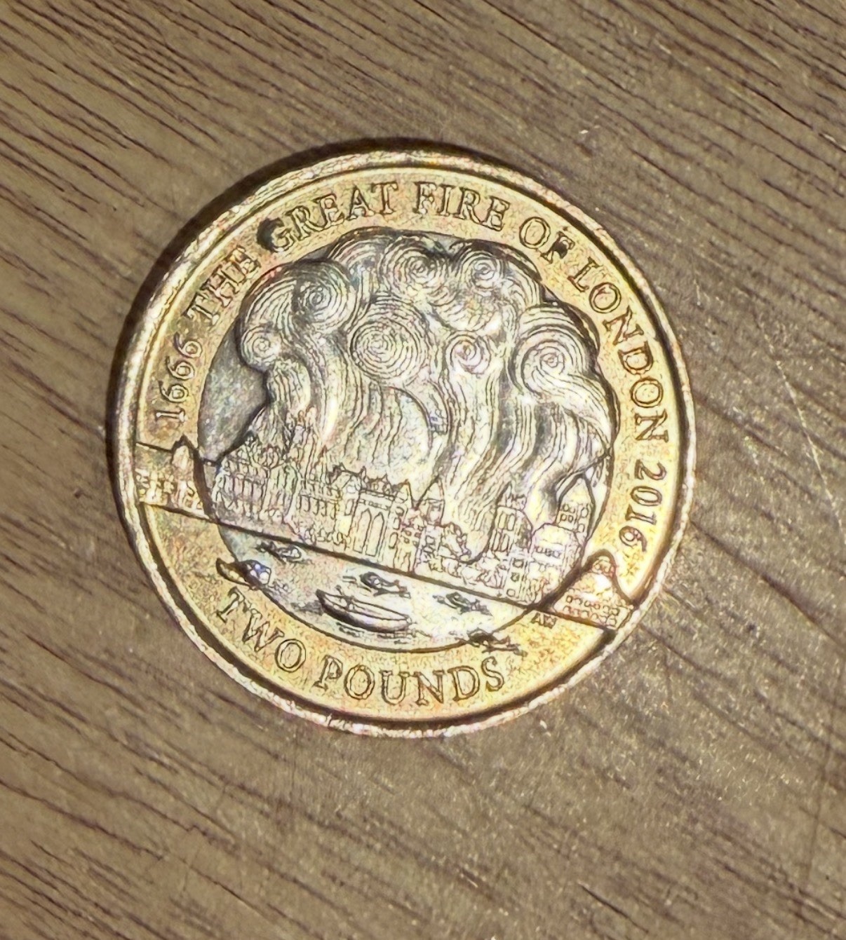 £2 MINTING ERROR Rare 1666 The Great Fire Of London 2016 upside down ...