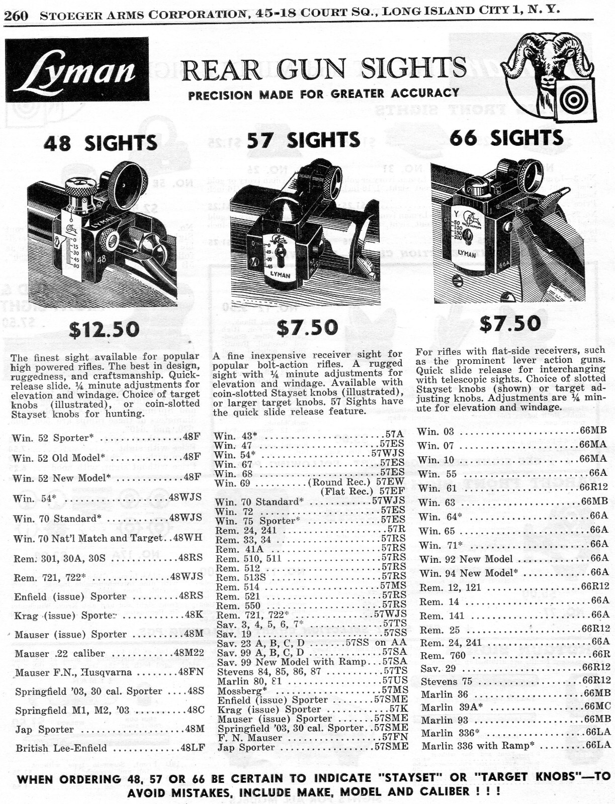 1954 Print Ad of Lyman Model 48 57 & 66 Rear Receiver Rifle Sights | eBay