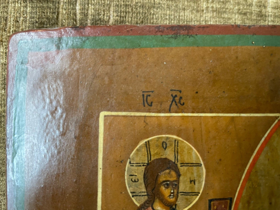 ANTIQUE 1850 HAND PAINTED RUSSIAN ICON OF ST.NICHOLAS with gilded Oklad ...