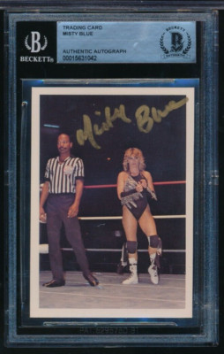 1988 Wonderama NWA #323 Misty Blue Simmes bio back rc signed auto BAS ...