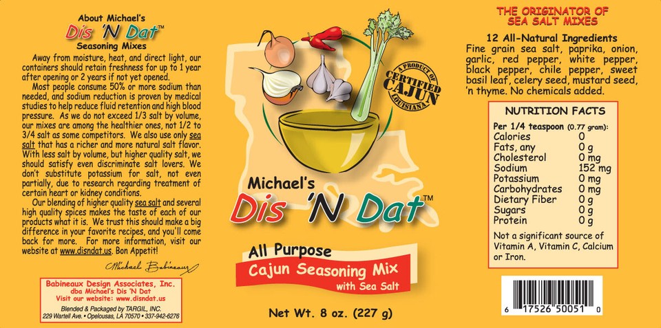 FOUR 8-oz Shakers of Michael's Dis 'N Dat ALL-NATURAL Cajun Seasoning w ...