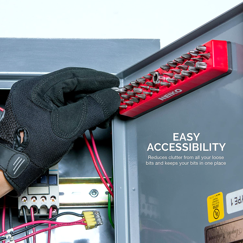 Neiko Hex Bit Holder Rack Strong Magnetic Base 37 Hole Organizer 1/4 ...