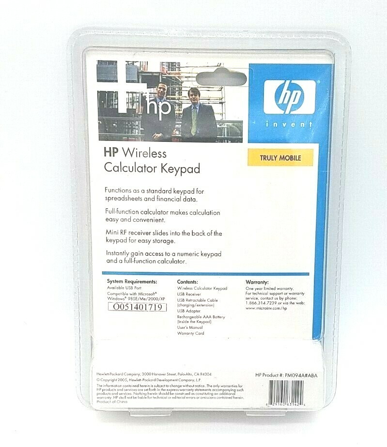 2005 HP Invent WIreless Calculator Keypad 19 USB Receiver Rechargable ...