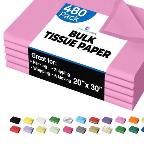 Durable Acid-Free Pink Packing Paper - 480 Bulk Sheets, 20" x 30" for ...