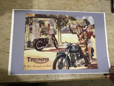 Vintage Triumph Motorcycle Poster Advertisement T211 | eBay