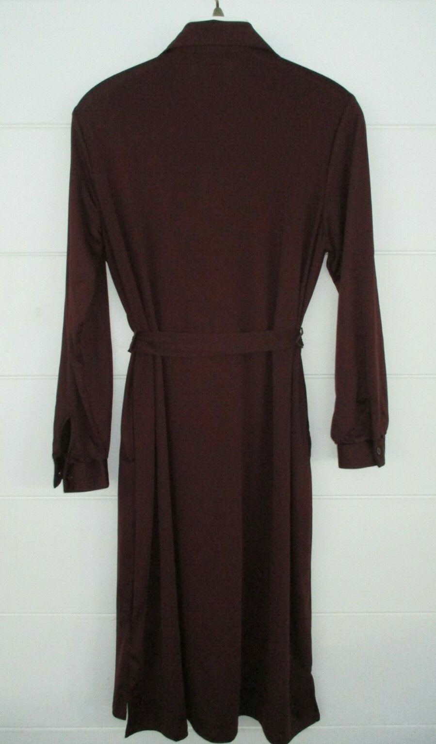LuLaRoe Ellie Shirt Dress M Brown Button Front Pockets Sash Long ...