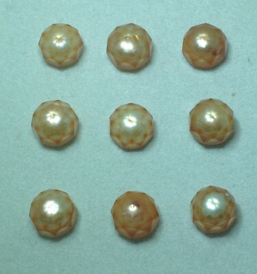 Loose Golden Round Button Faceted Freshwater Pearls | eBay