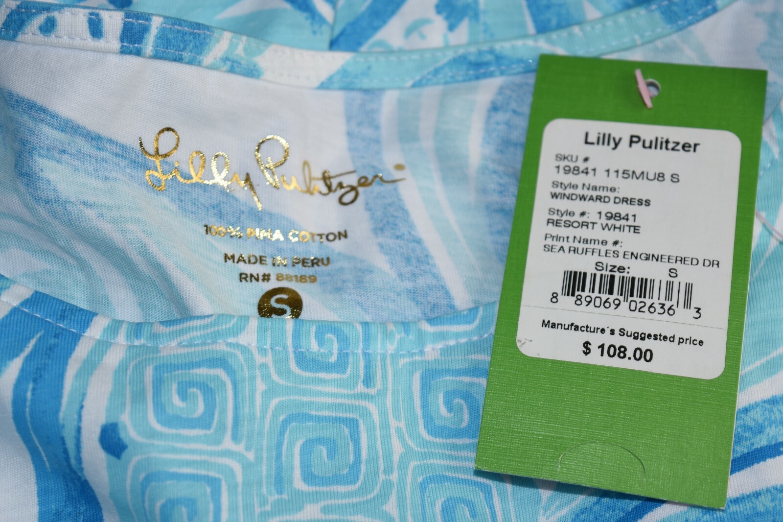 $108 New Lilly Pulitzer Windward Dress Resort White Sea Ruffles ...