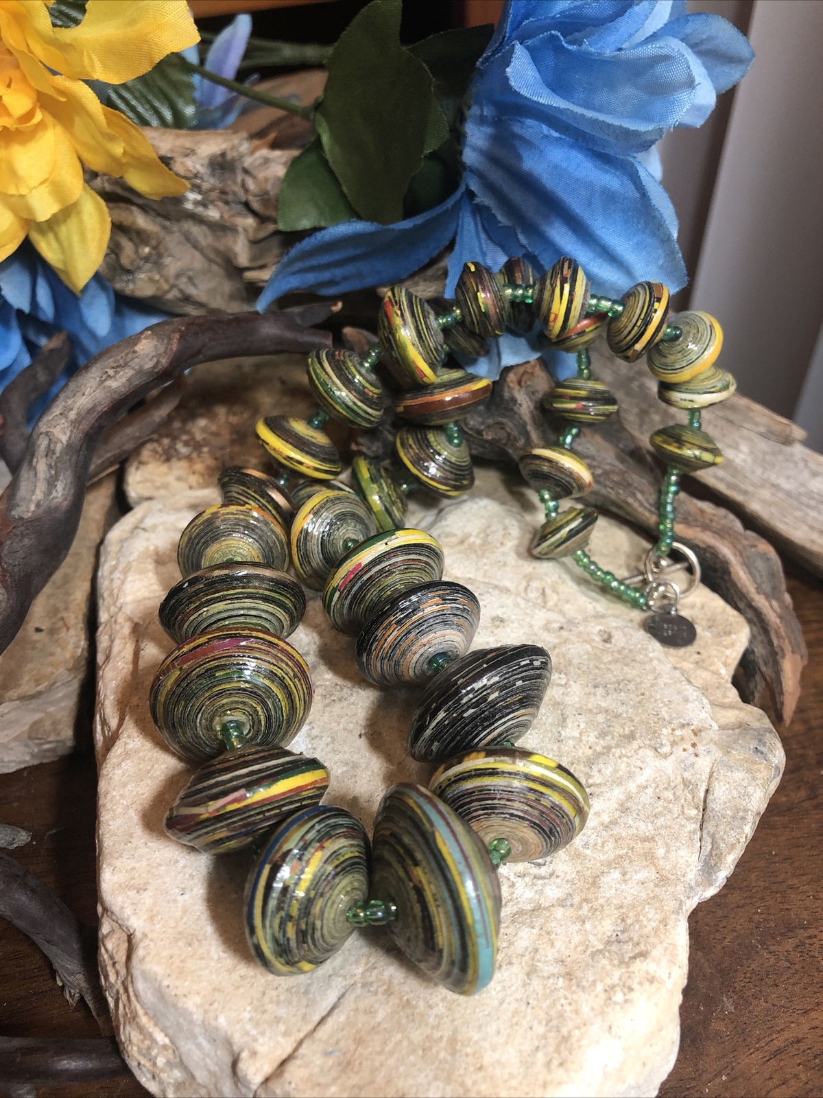 Artisan Bead For Life Recycled Paper Disk Shaped Bead Necklace Made In ...