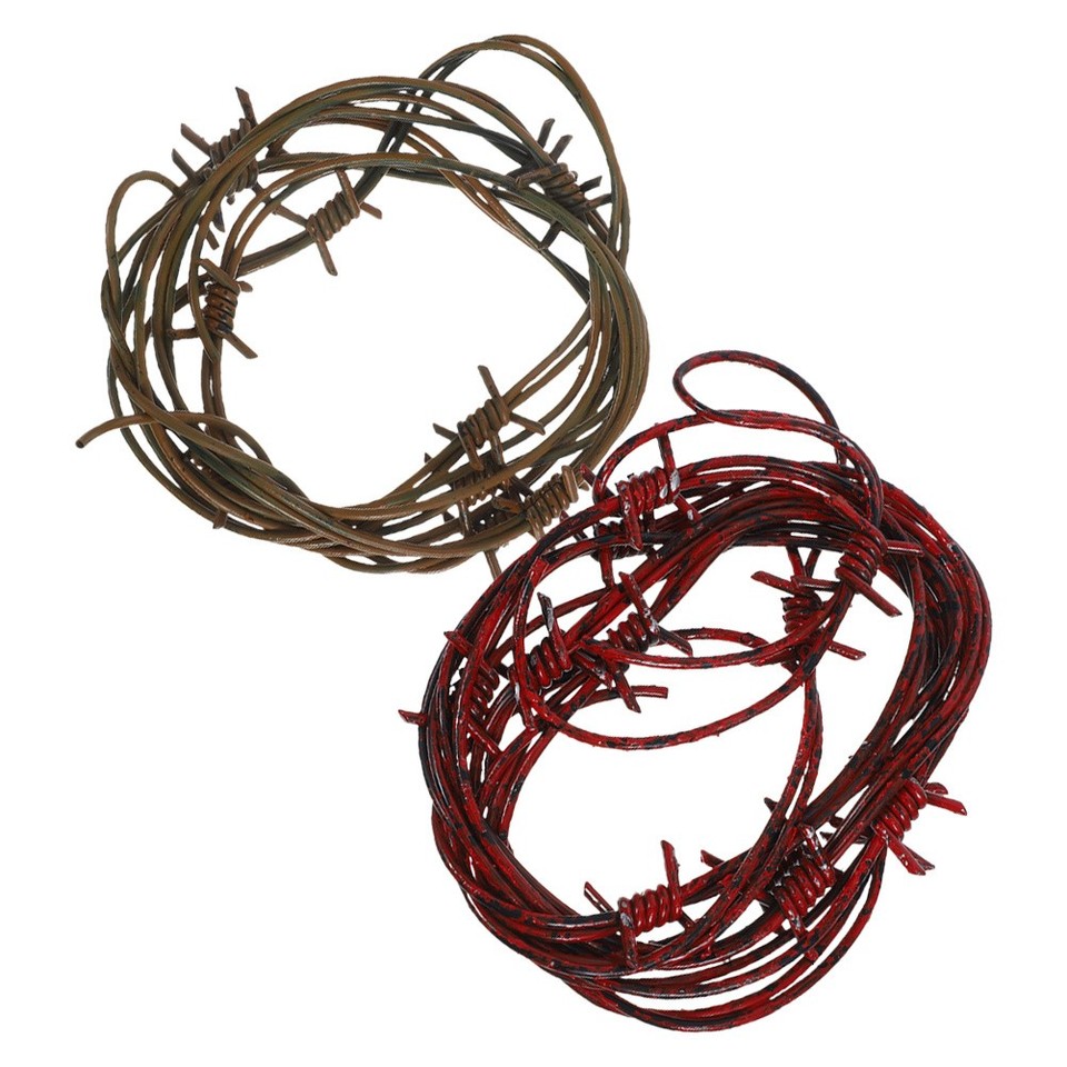 2 Pcs Rusty Cowboy Decor Decorative Barbed Wires Prop Fake Plastic ...