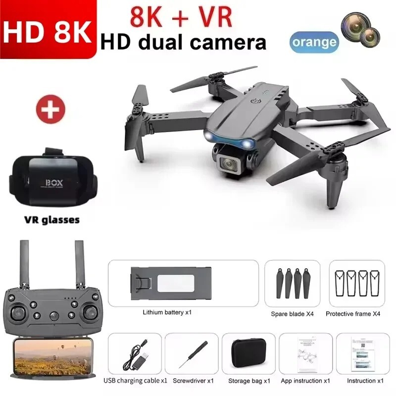 8K HD Drone Dual Camera FPV GPS Foldable Selfie RC Quadcopter Batteries ...