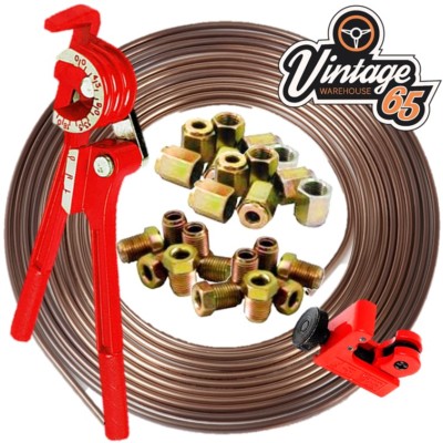 27pc Cunifer Kunifer Brake Pipe 3/16" 25ft Cutter Male Female Nuts ...