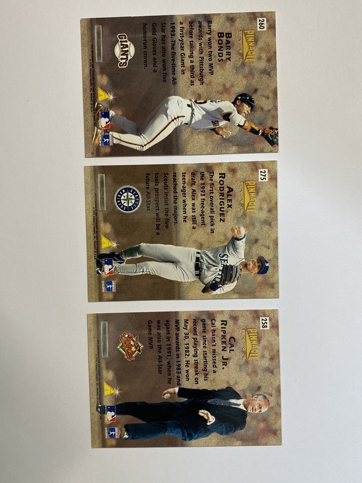 1996 Pinnacle Hardball Hero’s Baseball Card lot Alex Rodriguez, Bonds ...