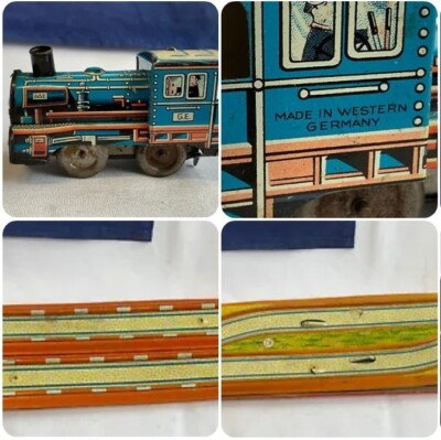 Vtg 1950's DBGM Wind Up Train & Track Set Made In Western Germany Tin ...