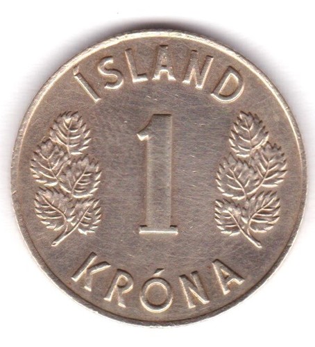 1 Krona Island 1 Krone 1974 - Iceland coin - circulated coin ...