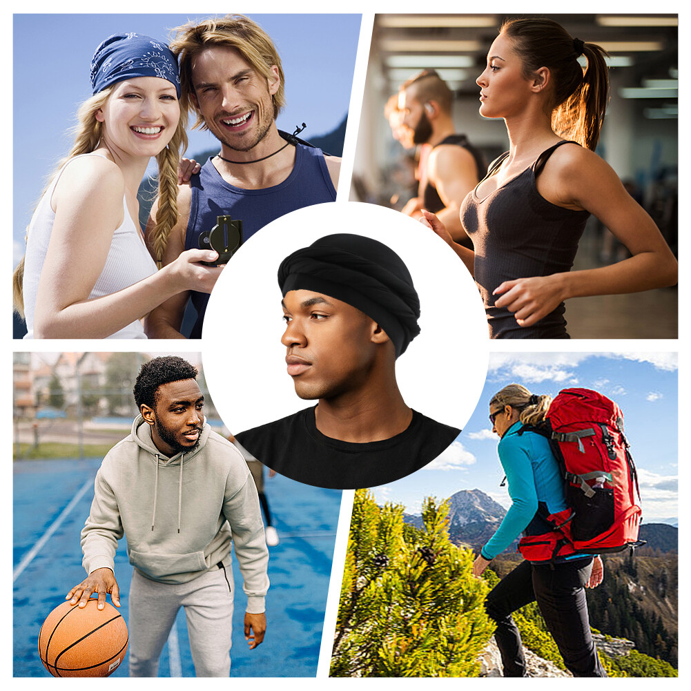 Elastic For Men Pre Tied Sun Protection Head Wrap Beanie Hat Skull Cap ...