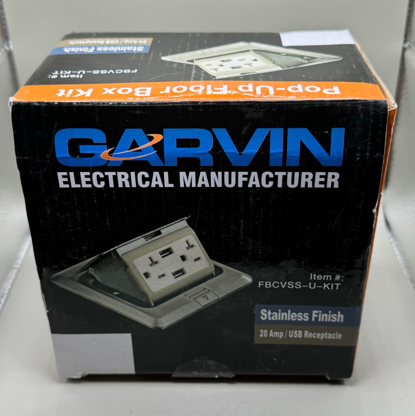 Garvin Item #: FBCVSS-U-KIT Pop-Up Floor Box Kit 20Amp/USB Receptacle ...