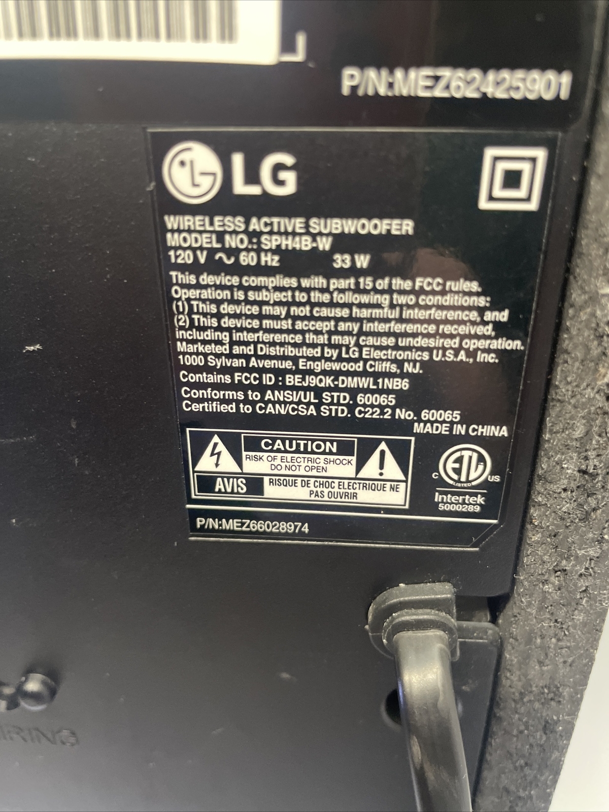 LG Wireless Active Subwoofer, Model SPH4B-W working | eBay