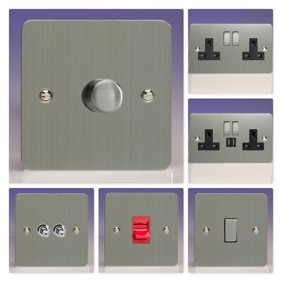 Varilight Ultraflat Brushed Steel XFSB Flat Light Switch Socket Dimmer ...