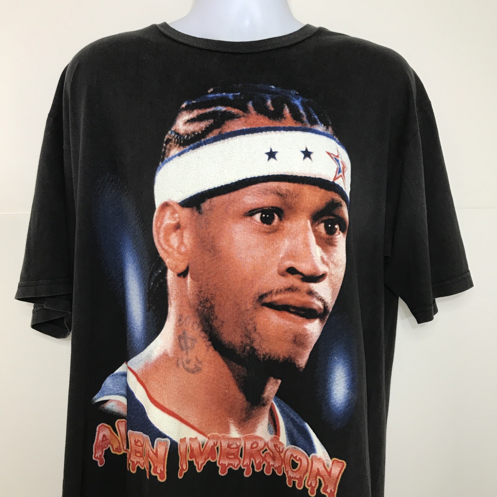 Allen Iverson Grail Rare Vintage Big Face Rap Tee Dou… - Gem