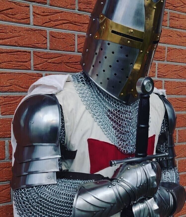 Ensemble complet de chevalier templier noir médiéval, armure de costume ...