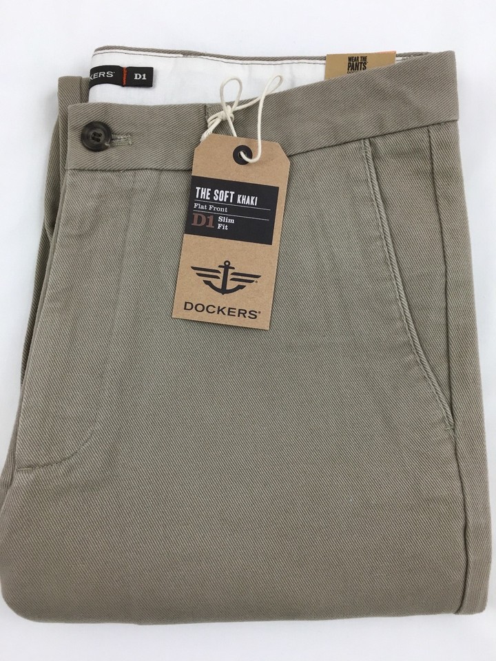 DOCKERS GENUINE LEVI'S D1 SLIM FIT FLAT FRONT TROUSERS SOFT KHAKI ...