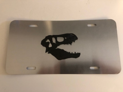 T-Rex in 3d Version Grey with Black License Plate Frame INSERT ...
